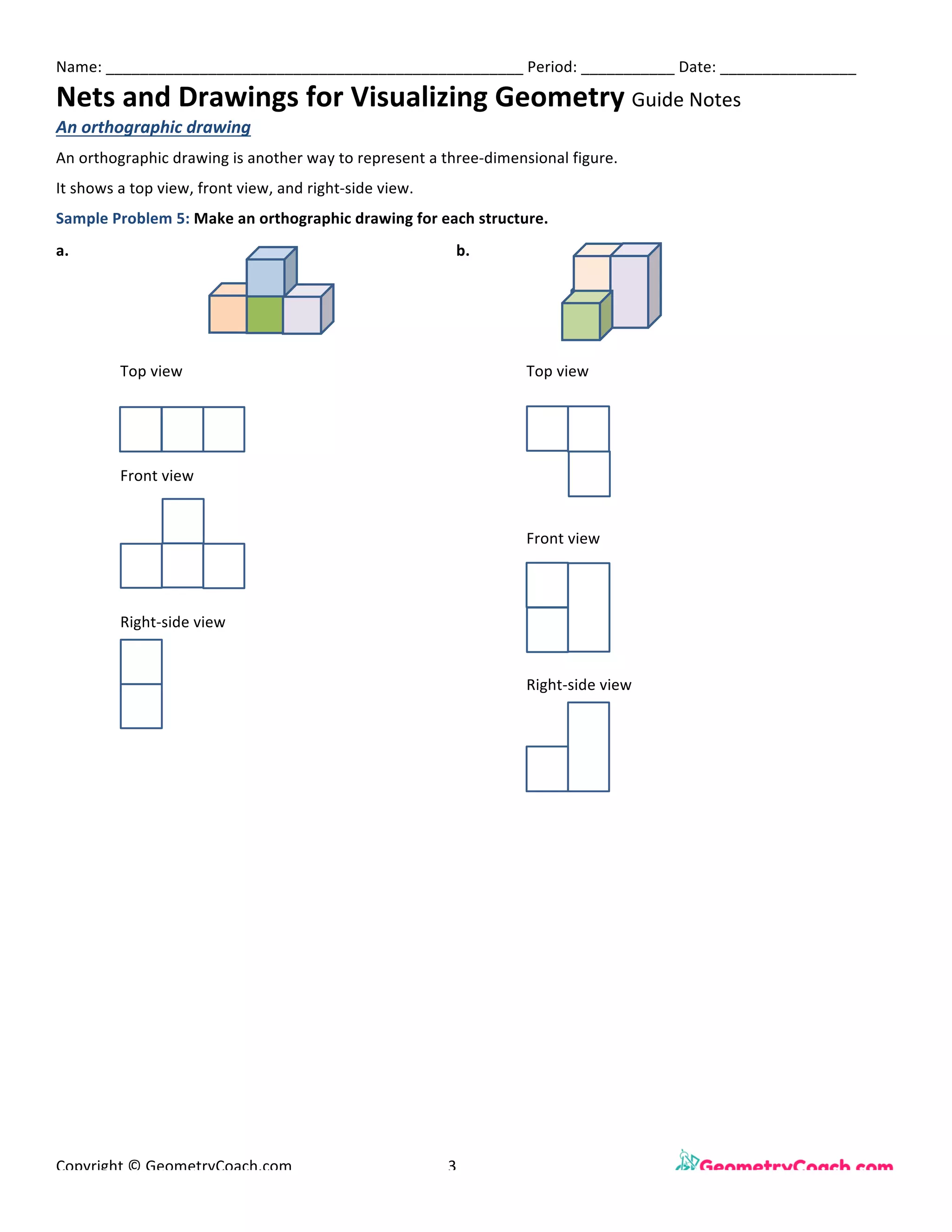 1-1 Guide Notes Teacher Edition - Nets and Drawings for Visualizing ...