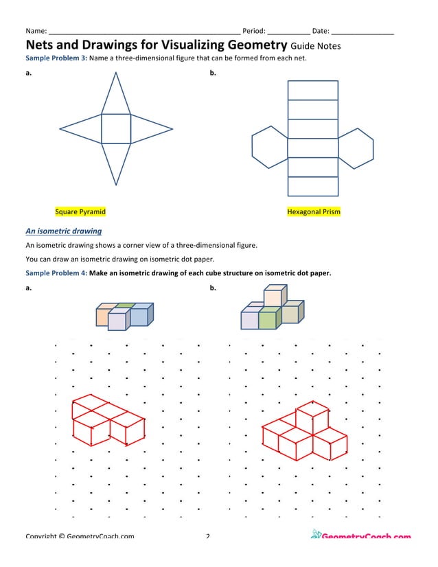1-1 Guide Notes Teacher Edition - Nets and Drawings for Visualizing ...
