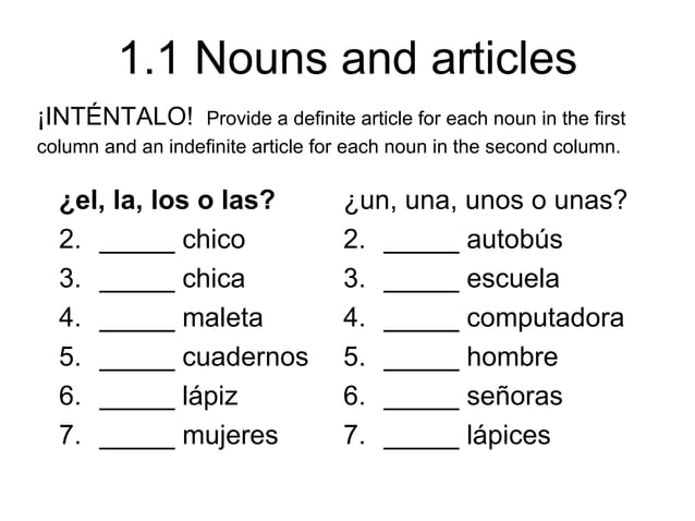 1.1 nouns and articles | PPT