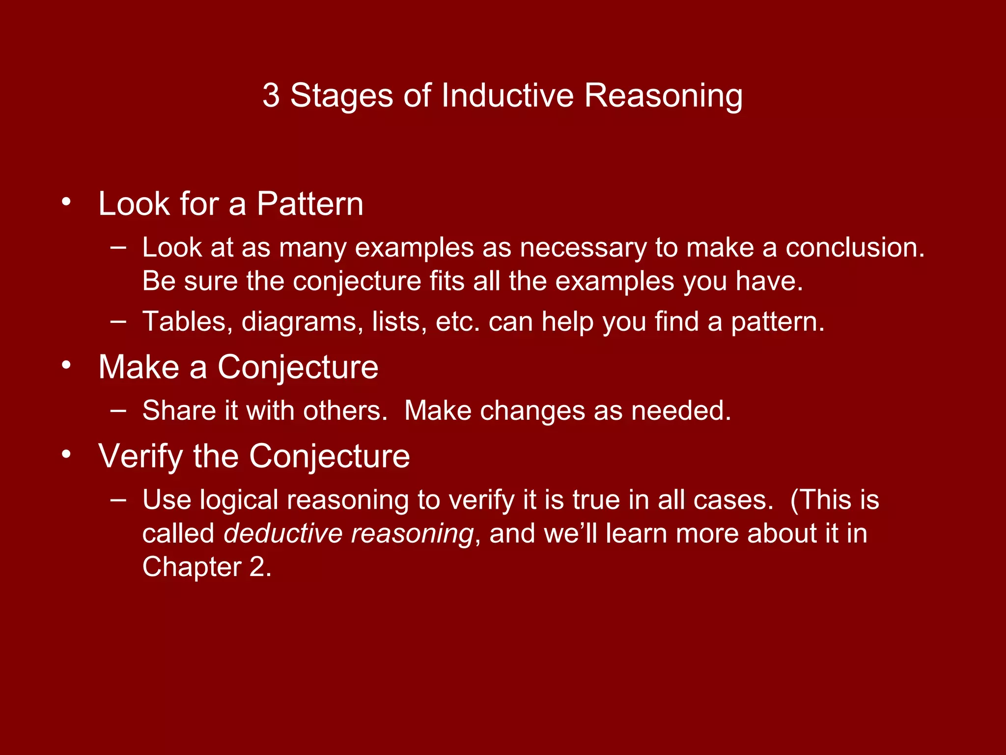 1 1 patterns and inductive reasoning lesson | PPT