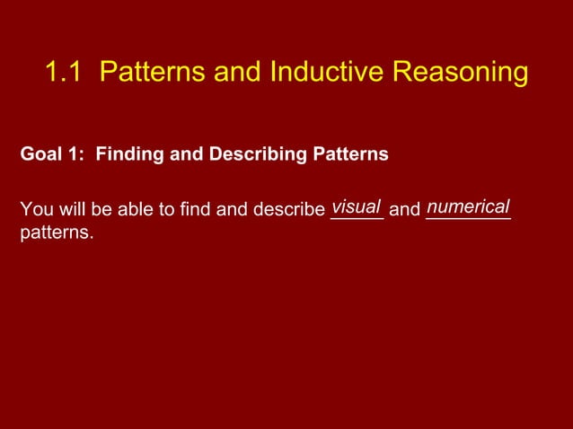 1 1 patterns and inductive reasoning lesson | PPT | Science