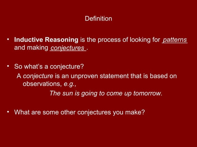 1 1 patterns and inductive reasoning lesson | PPT | Science