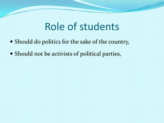 Presentation on student politics | PPTX
