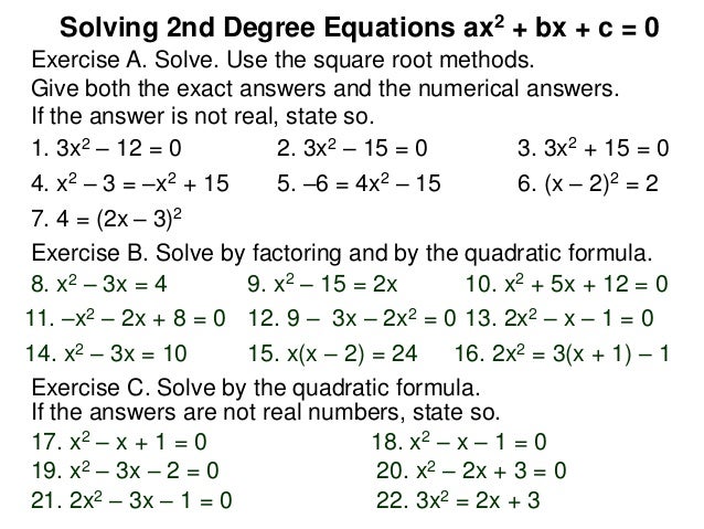1.1 review solving 2nd degree equations
