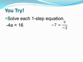 1 1 solving simple equations | PPTX