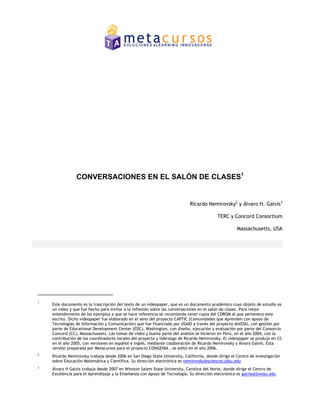 Conversaciones en el salón de clases - trascripción de videopaper | PDF