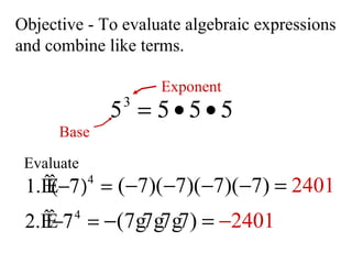 1.2 Algebraic Expressions and Models | PPT
