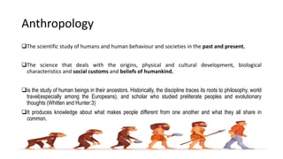 The Disciplines of Sociology, Anthropology, and Political Science | PPTX