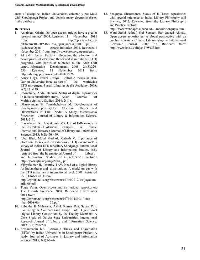 Shodhganga: Reservoir of Indian Theses: A boon for Research Scholars | PDF