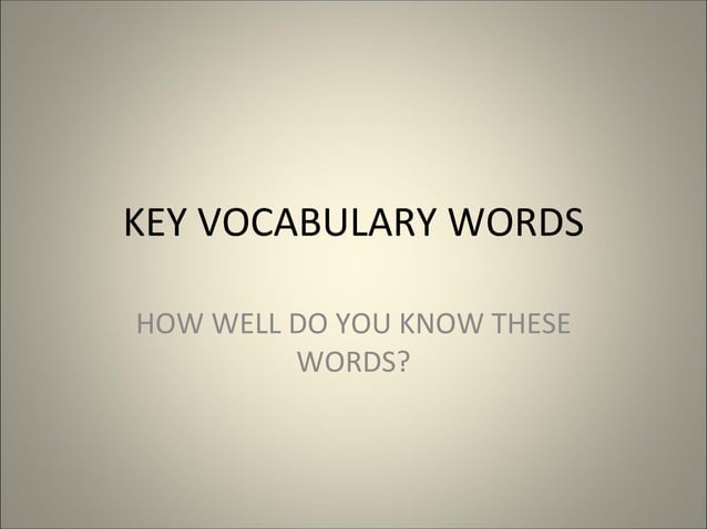 1 2-3 Key Vocabulary Words | PPT