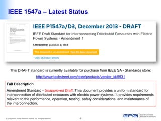2014 PV Distribution System Modeling Workshop: IEEE 1547a and 1547.1a ...