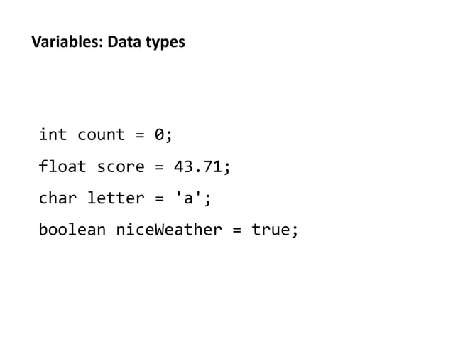 Creative Coding 1 - 2 Variables | PPT