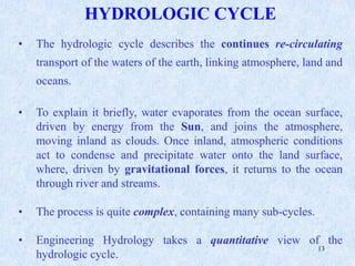 Hydrological cycle topic in Hydrology engineering subject | PPT