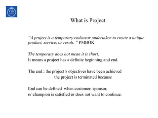 Project Management Introduction General PM lifecycles | PPT