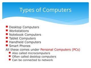 Types of Computers.pptx BCA sem 1 Computer Fundamentals | PPT