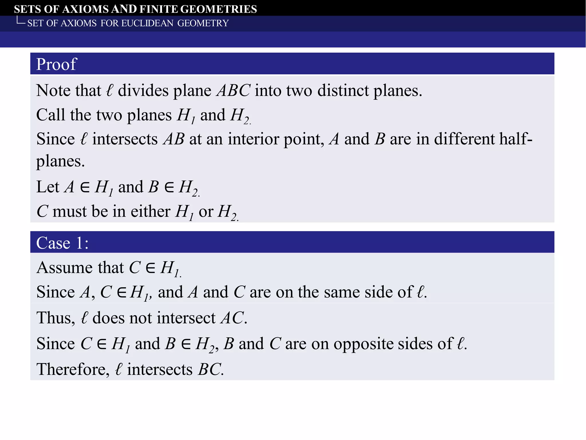 Sets of Axioms and Finite Geometries | PDF
