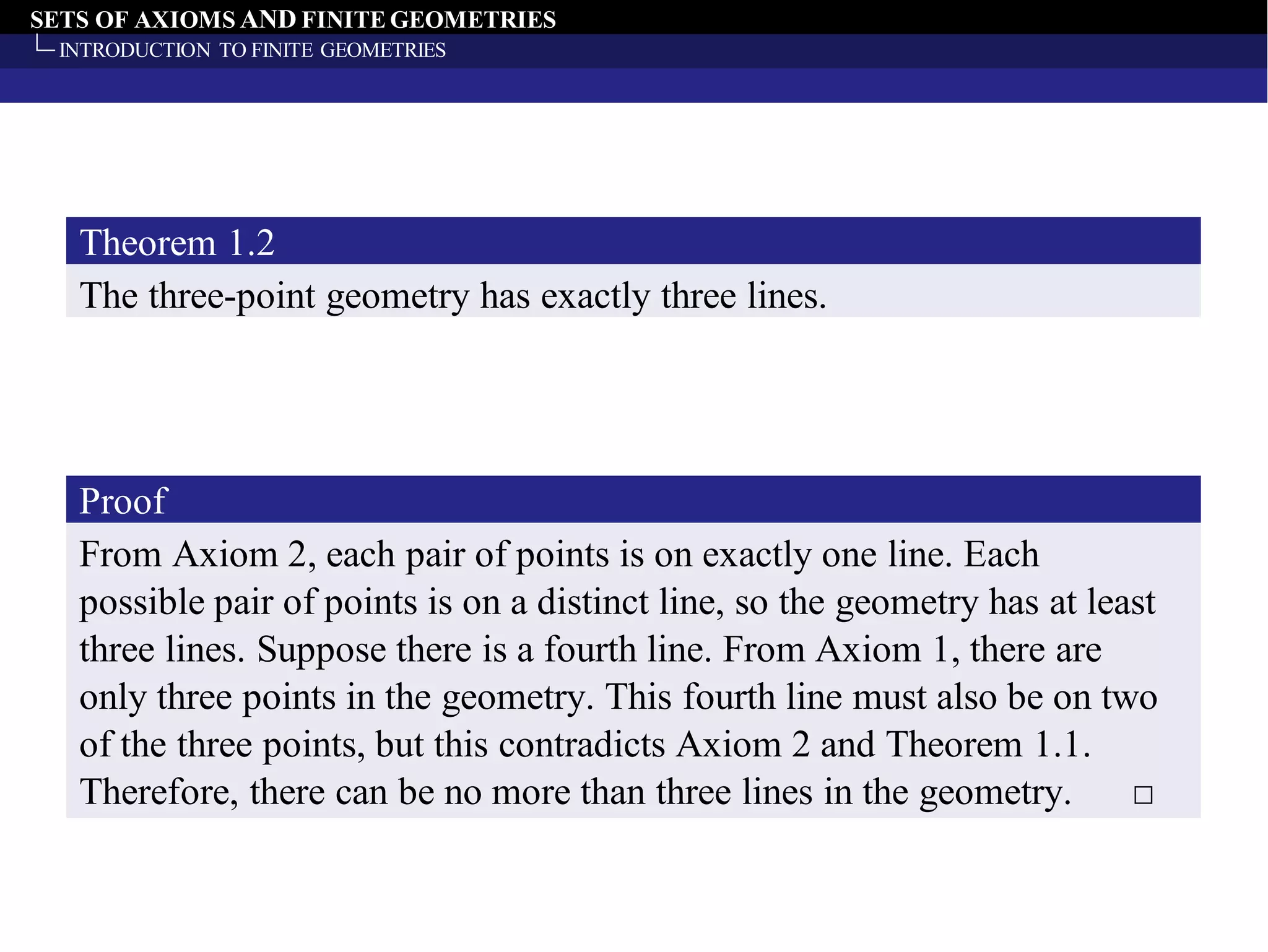 Sets of Axioms and Finite Geometries | PDF