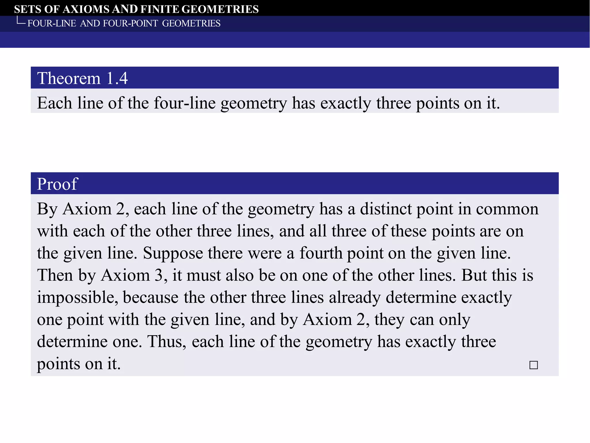 Sets of Axioms and Finite Geometries | PDF