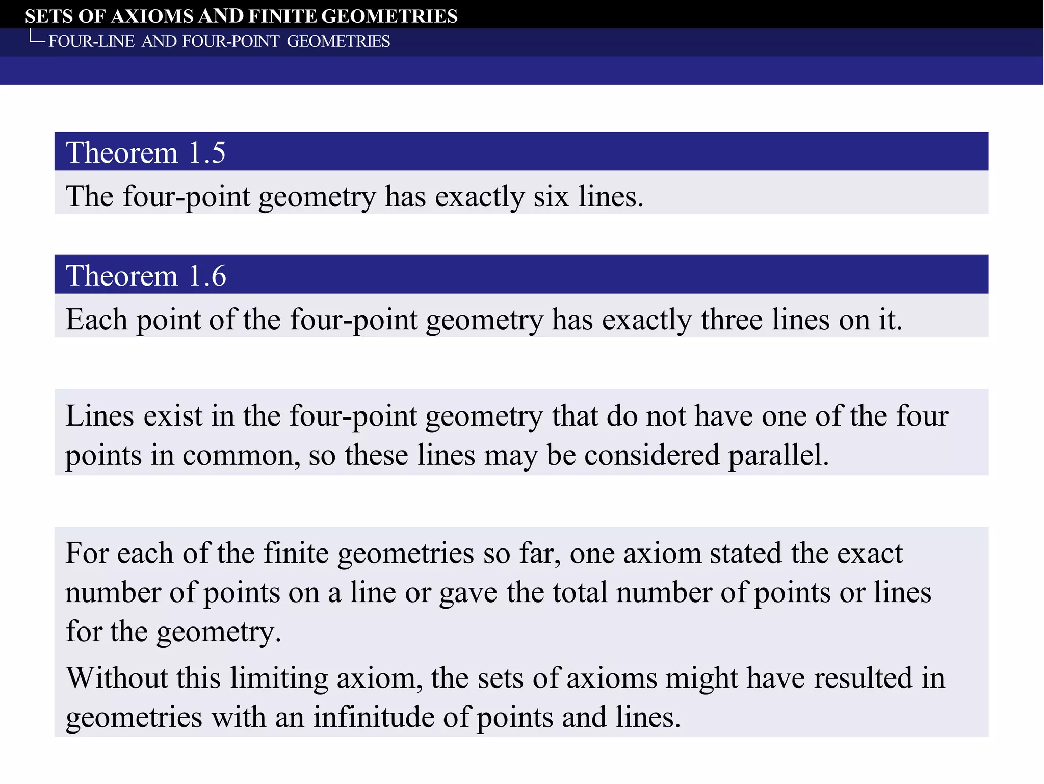 Sets of Axioms and Finite Geometries | PDF