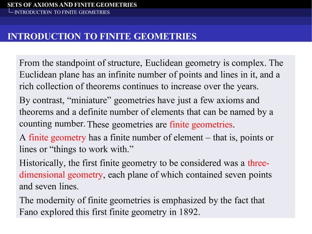 Sets of Axioms and Finite Geometries | PDF | Geography | Science