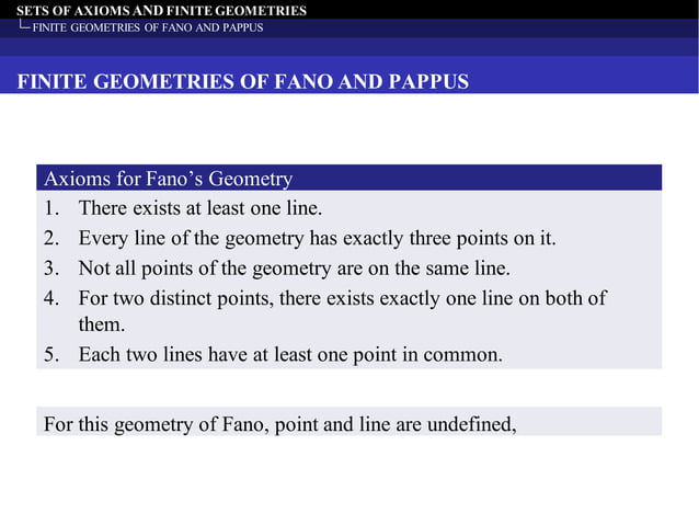 Sets of Axioms and Finite Geometries | PDF | Geography | Science