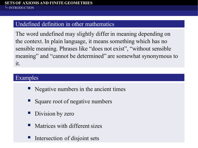 Sets of Axioms and Finite Geometries | PDF | Geography | Science