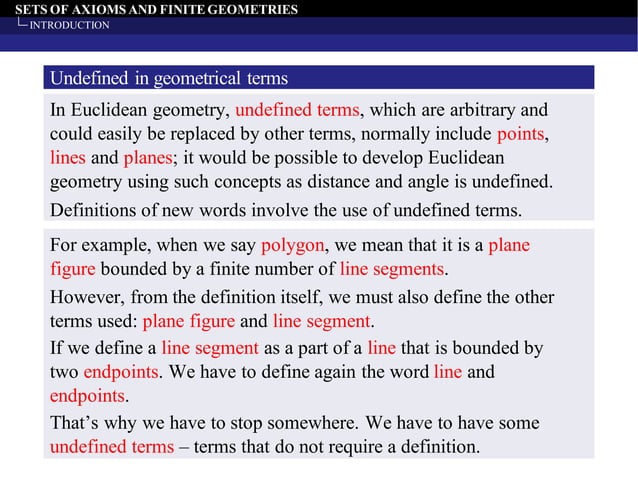 Sets of Axioms and Finite Geometries | PDF | Geography | Science