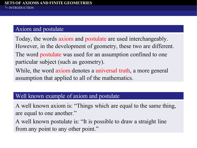 Sets of Axioms and Finite Geometries | PDF | Geography | Science