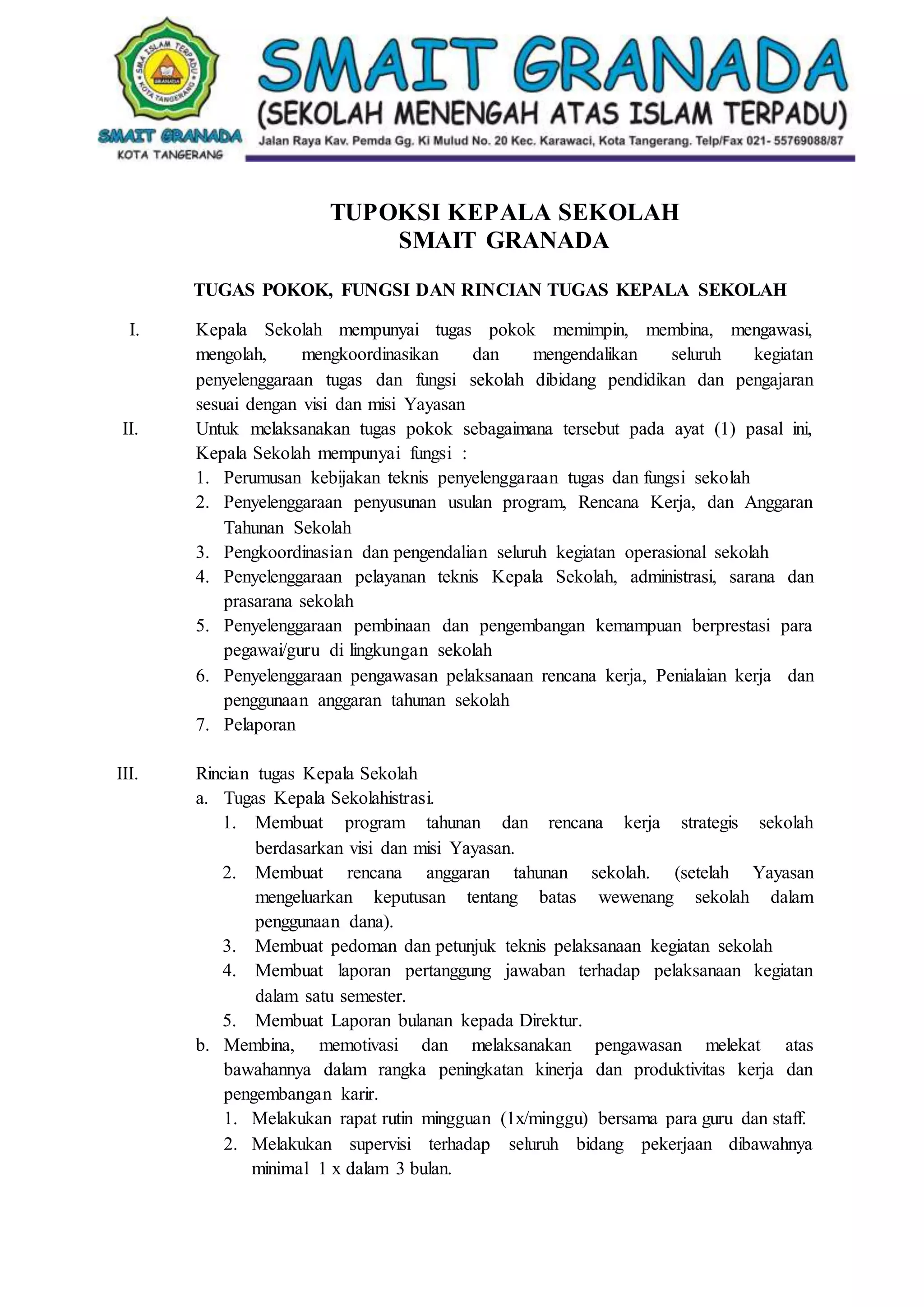 1. tupoksi kepala sekolah + alur kegiatan | DOCX