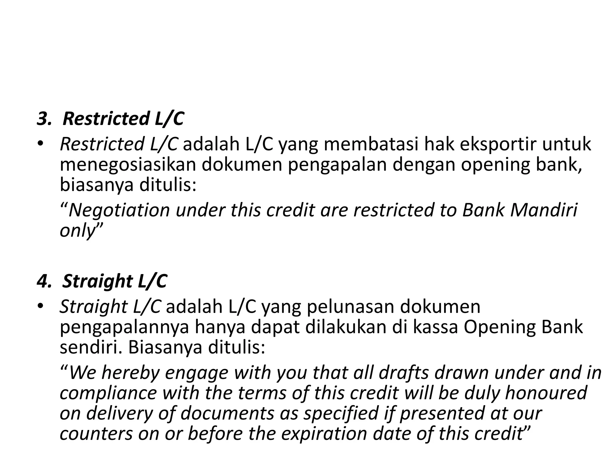 Pengertian & Jenis-Jenis L/C | PPTX