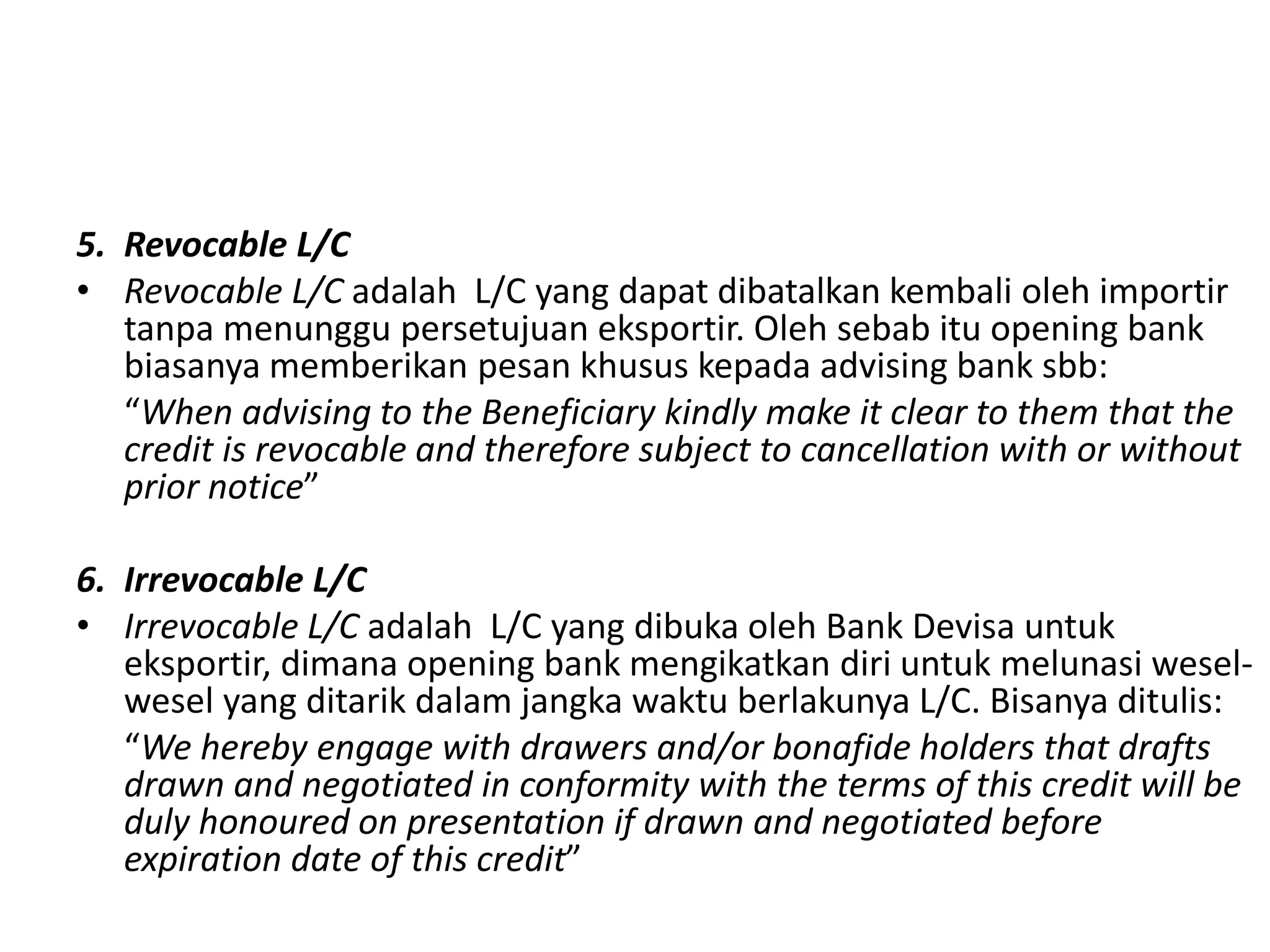 Pengertian & Jenis-Jenis L/C | PPTX
