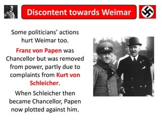 Hitler and Nazi Germany - discontent towards weimar | PPT