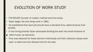 1.1 Work study and method study -Industrial Engineering Basics | PDF