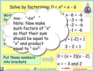 1.2. l1. sol of quadratic eq by factorization | PPT