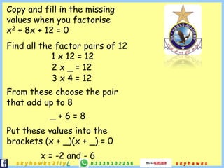 1.2. l1. sol of quadratic eq by factorization | PPT
