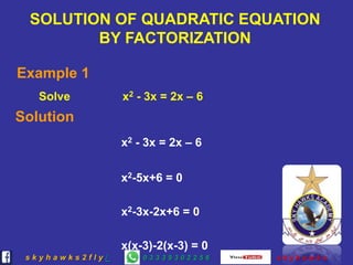 1.2. l1. sol of quadratic eq by factorization | PPT | Physics | Science