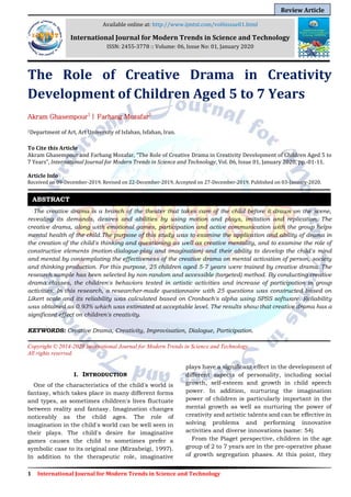 The Role of Creative Drama in Creativity Development of Children Aged 5 to 7 Years | PDF