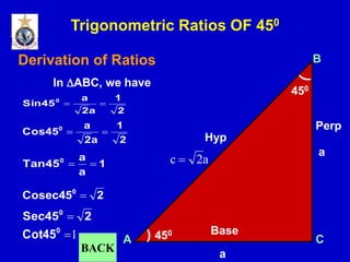 trigonometric ratio of 45 | PPT