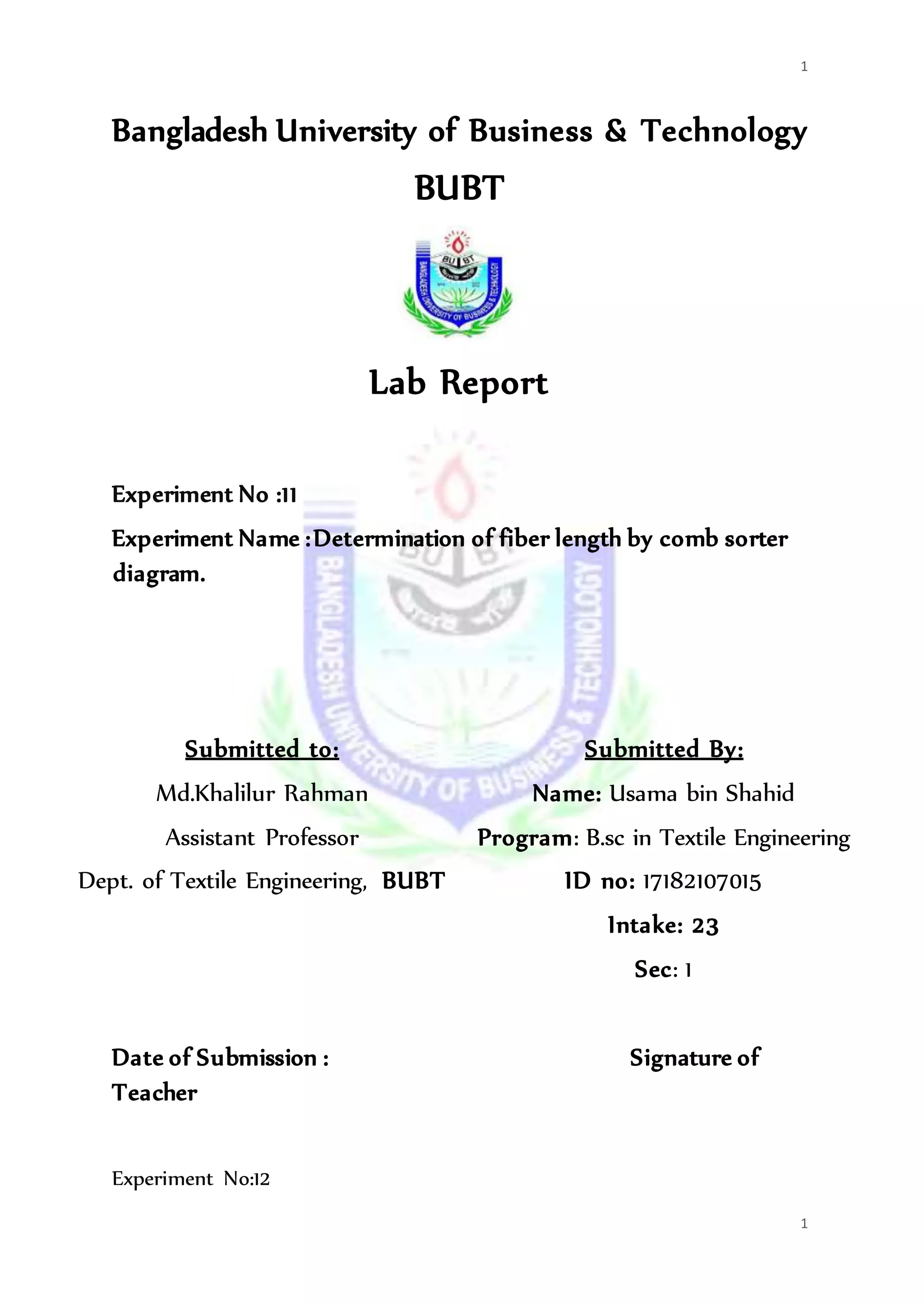 Determination of fiber length by comb sorter diagram | DOC