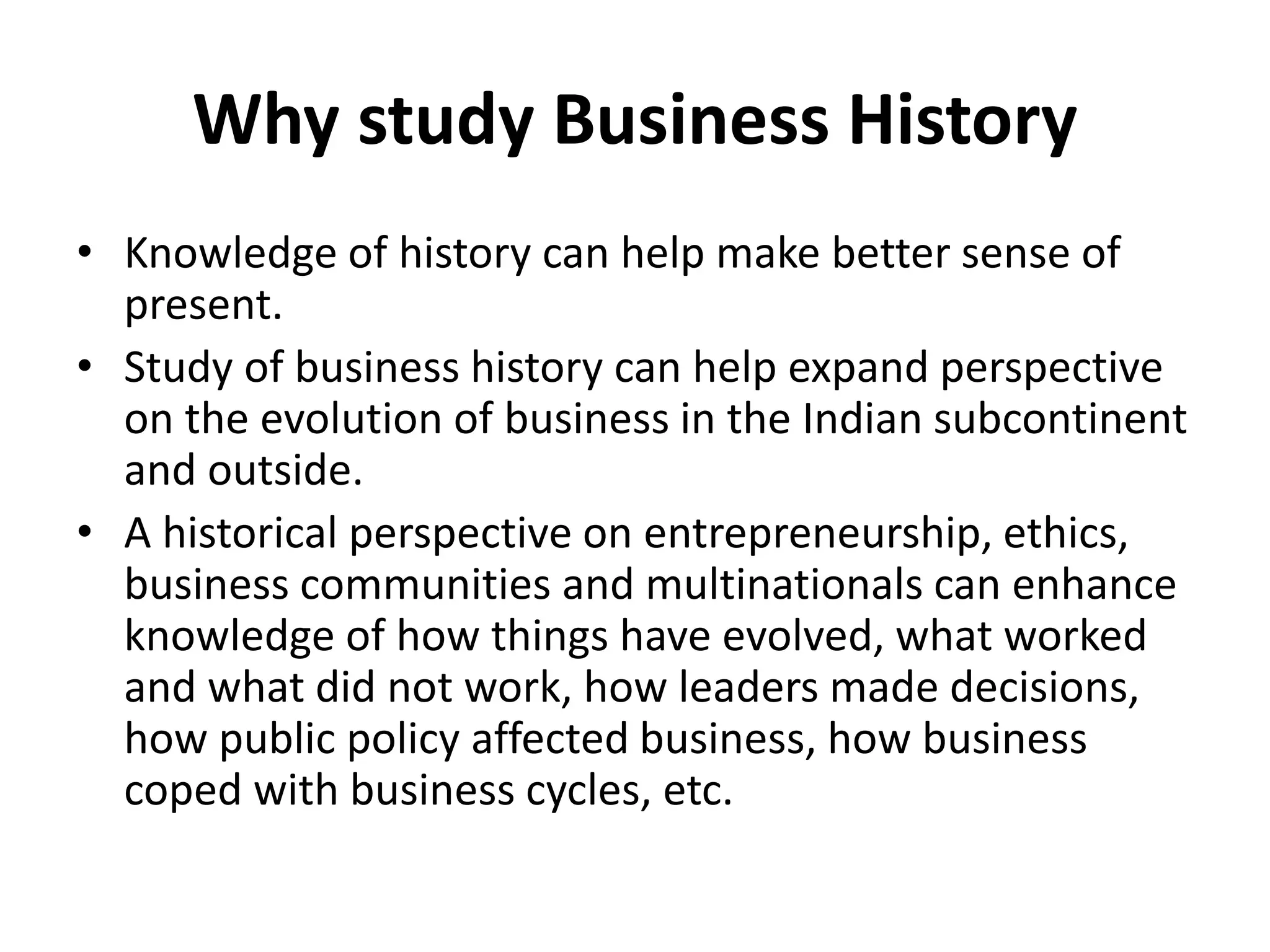 Why Study Business History | PPT