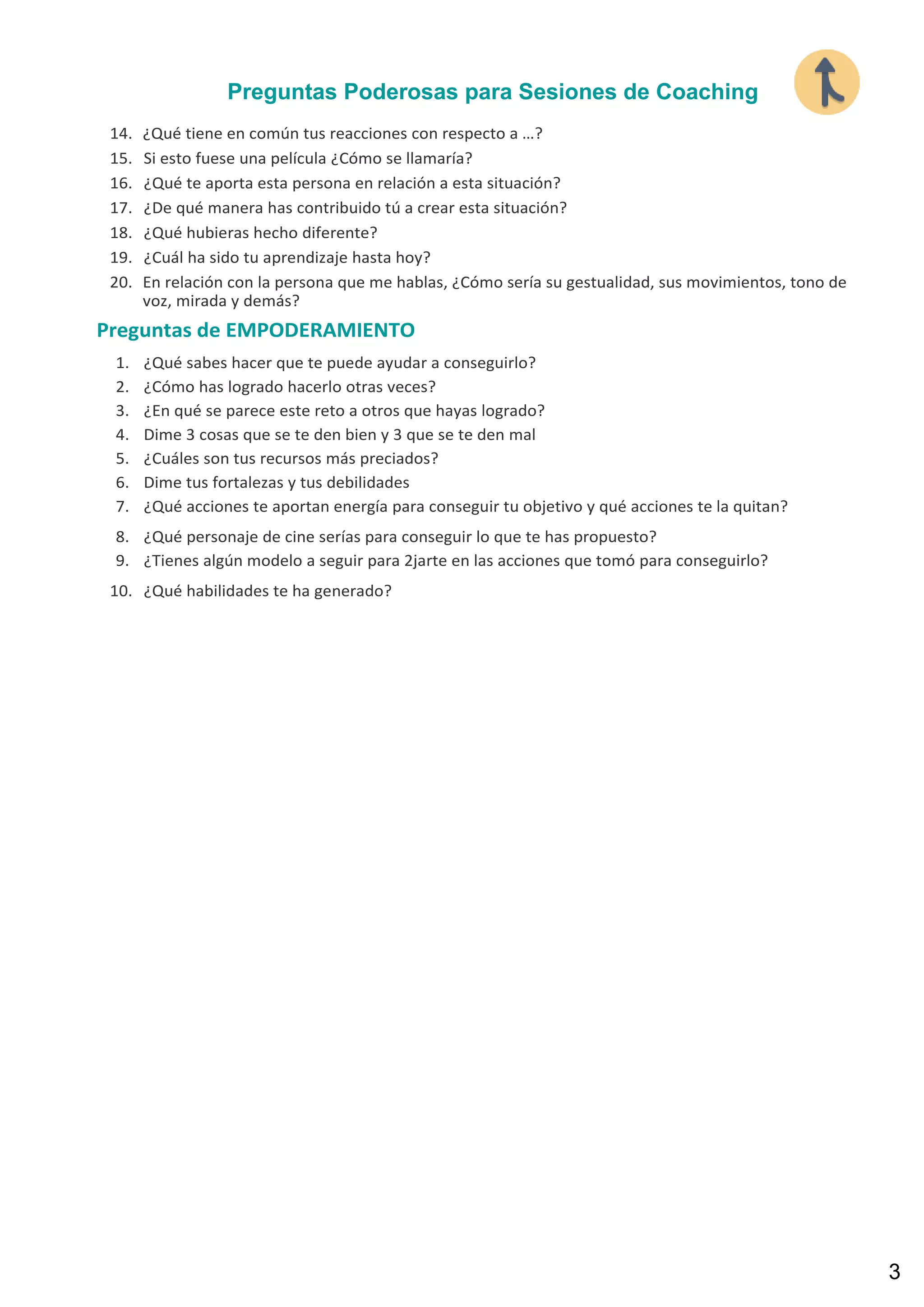 Preguntas Poderosas sesiones de Coaching | PDF