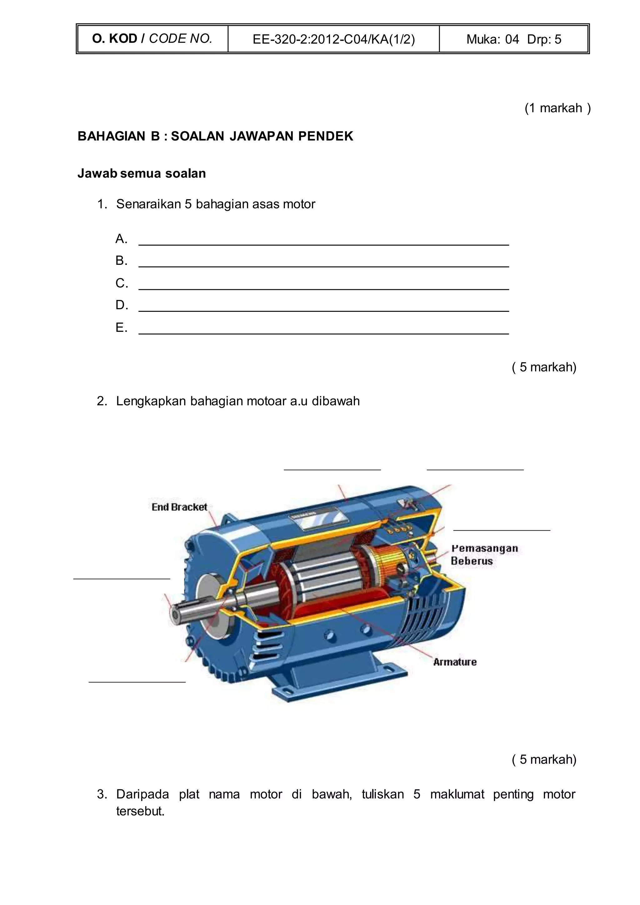 1. penyenggaraan motor elektrik satu fasa copy | DOC