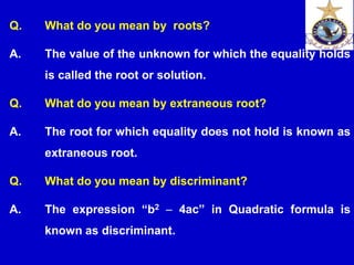 THE RELATION BETWEEN THE ROOTS OF A QUADRATIC EQUATION | PPT