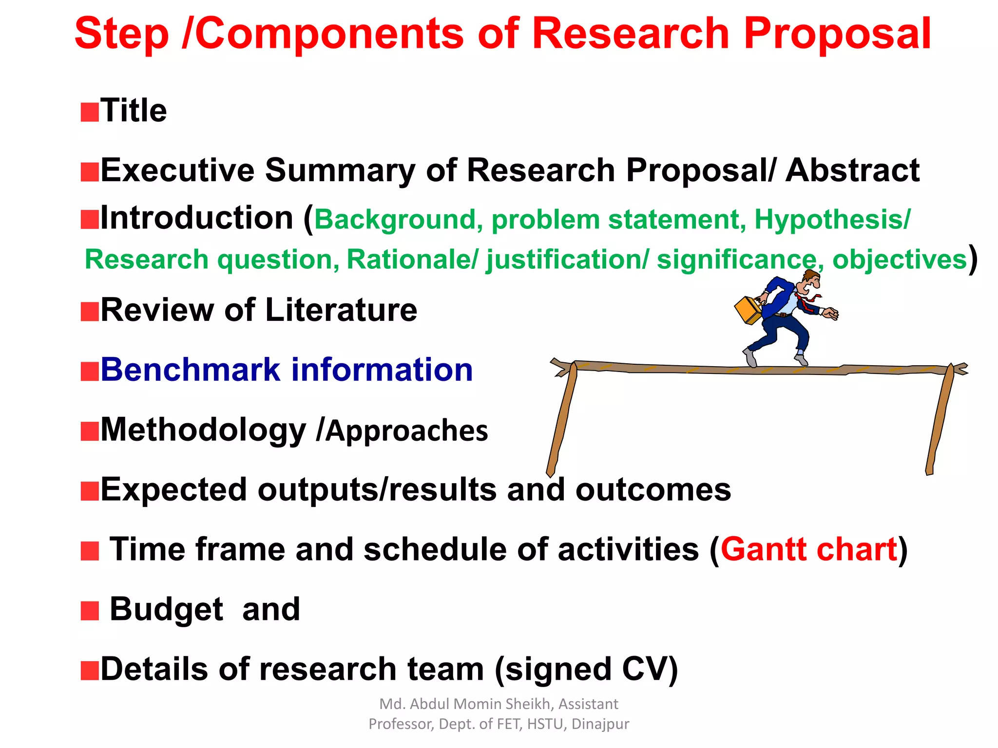 1. research proposal writing by md. abdul momin sheikh, fet, hstu | PPTX
