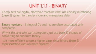 1.1.1 BINARY SYSTEM | PPTX
