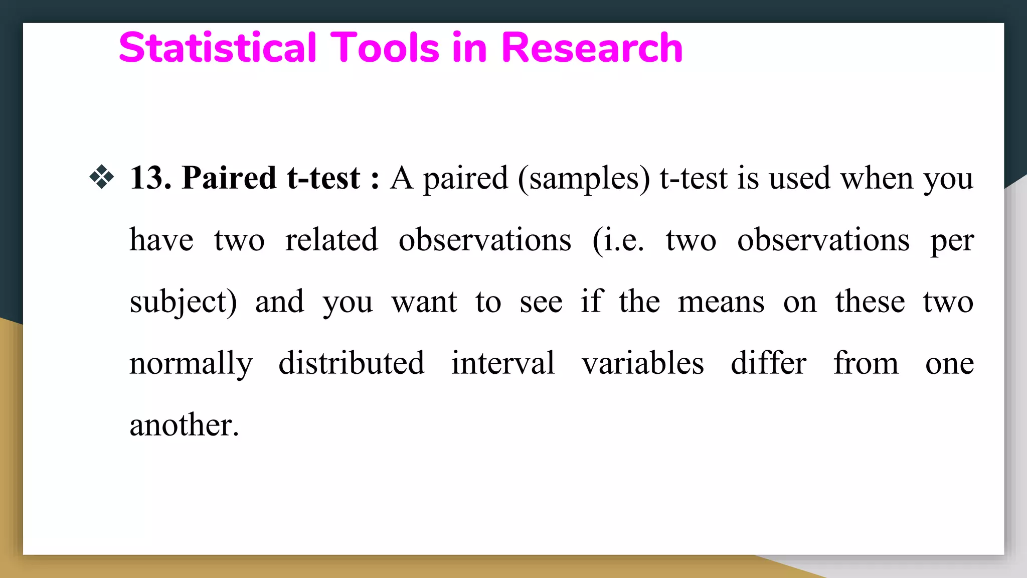 STATISTICAL TOOLS IN RESEARCH | PDF