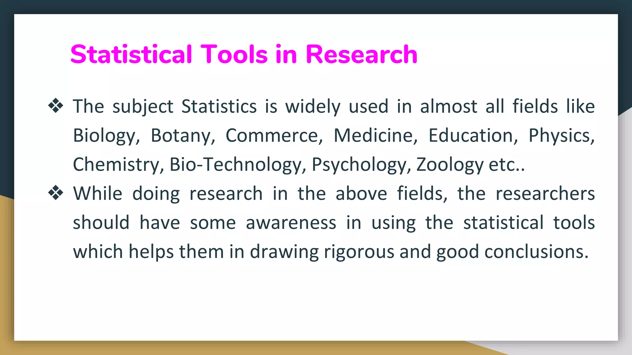 STATISTICAL TOOLS IN RESEARCH | PDF