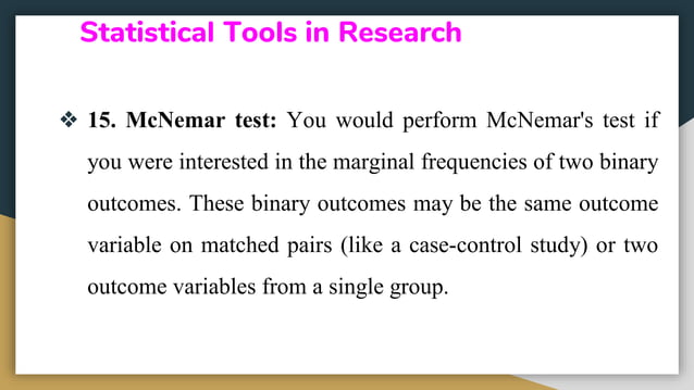 STATISTICAL TOOLS IN RESEARCH | PDF