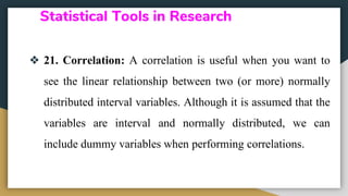 STATISTICAL TOOLS IN RESEARCH | PDF