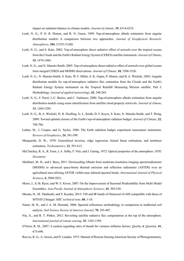 국제 학술지 대기상단에서의 광대역 알베도 산출 알고리즘 Retrieval Algorithm For Broadband